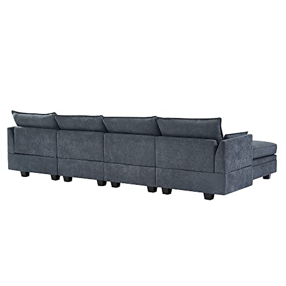 Eafurn U Shaped Modular Sectional Sofa with Double Chaise and Storage Seat,115" Upholstery Corner Couch with Comfy Cushion Back,Oversized Convertible Sleeper Sofa & Couch Bed for Living Room