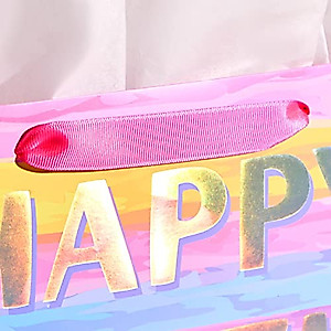 SUNCOLOR 13" Large Gift Bag with Card and Tissue Paper (Colorful Happy Birthday)