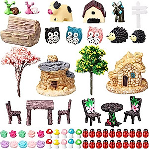 Skylety 64 Pieces Miniature Fairy Garden Accessories Mini Animals Miniature Ornament Kit Animal Figurines Animals Miniature Micro Landscape Accessories for Dollhouse Decoration Plant House Decor