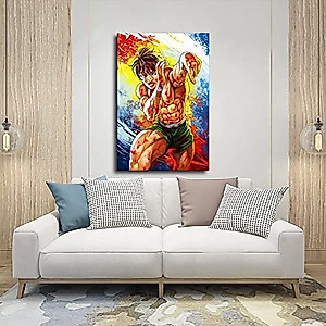 Baki The Grappler Hanma Anime Poster (23) Canvas Poster Bedroom Decor Sports Landscape Office Room Decor Gift Frame-style Frame-style12x18inch(30x45cm)