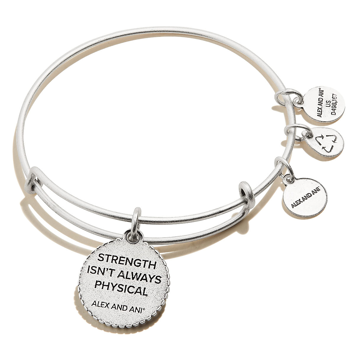 Alex and Ani Path of Symbols Expandable Bangle for Women, Elephant Embossed Charm, Rafaelian Silver Finish, 2 to 3.5 in