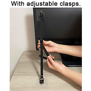 6 Pcs No-Drill Flat Screen TV Safety Straps, Adhesive and Adjustable Anti-Tip Furniture Anchor Kit for Baby Proofing