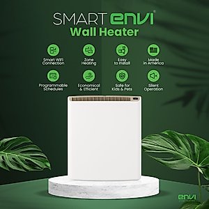 Smart Envi Wi-fi Plug-in Electric Wall Heater - Energy Efficient Smart Heaters for Indoor Use - App Controlled Electric Heater with Thermal Shut Off Switch - Compatible with Alexa & Google Home