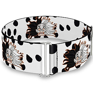 Buckle-Down Women's Cinch Belt Cruella Driving Dalmatian Spots 23 to 42 Inch, Multicolor