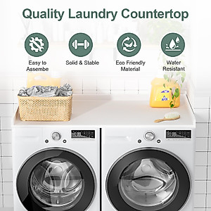 Ulif Laundry Countertop for Washer and Dryer, Over Washer Dryer Topper for Storage and Organization, Overall Size 27.5"D x 54"W x 2.6"H White