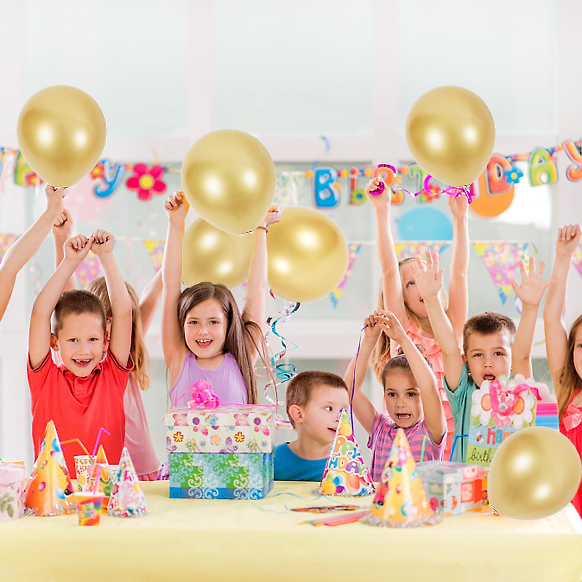 oditton Gold Balloons, 50PCS Birthday Balloons, Shiny Metallic Finish Balloons, 12inch(30cm) 100% Latex Helium Balloons, Vibrant Party Atmosphere for Memorable Celebrations