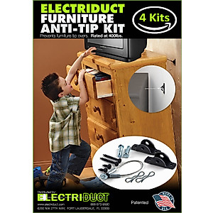Furniture Anti-Tip Kit - 400 Pound Falling Furniture Prevention Device - 4 Pack