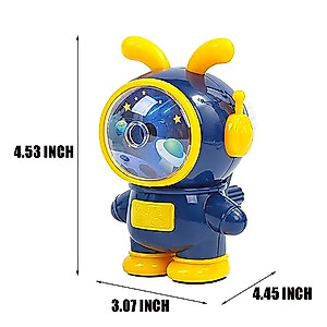 Pencil Sharpeners, 3 Gears Adjustable Colored Pencil Sharpener, Space Rabbit Shape High Capacity Shavings Tray, Manual Pencil Sharpener for Teachers, Artists, Engineers, Architects (Royal Blue)