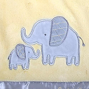 30x40 Fleece Baby Nursery Blanket with Satin Trim for Boys, Girls, and Unknown Gender Baby (Little Elephant)