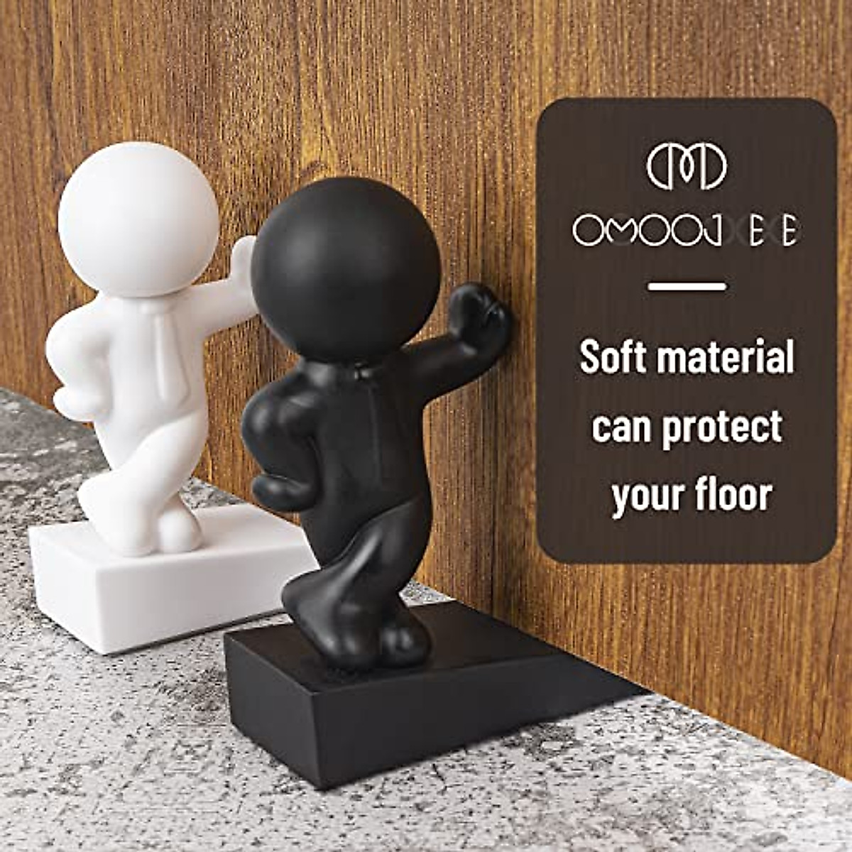 Cute Door Stop, 2 Pcs Decorative Buddy Door Stopper, Effective to Hold Your Door Open, Black and White