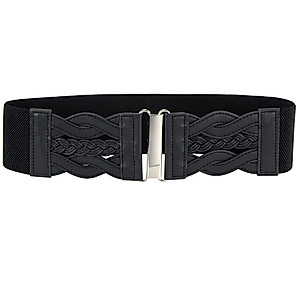 NociHah Vintage Stretch Belt for Women - Retro Elastic Wide Belts for Big Wais Ladies Dresses