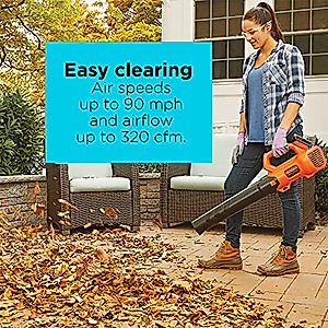 BLACK+DECKER 20V MAX Cordless Leaf Blower, 2-Speed, Up To 90 MPH, with Battery and Charger (BCBL700D1)