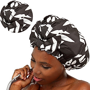 TTAT Shower Cap Extra Large, Afro, Long Thick Locs, Braids, Large & Long Hair, Waterproof PU Lining, Reusable, Adjustable, Great for Home, Spa, Conditioning, Self Care, Hotel & Salon (Cool Breeze)