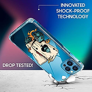 CaseYard Clear Soft & Flexible TPU Case for iPhone-13-Pro-Max Ultra Low Profile Slim Fit Thin Shockproof Transparent Protective Cover Drop Protective Case Skull Cards