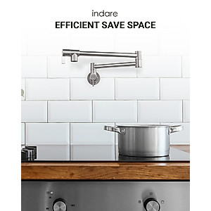 Indare Pot Filler, Pot Filler Faucet Wall Mount, Brass Pot Filler Folding faucets, Kitchen Pot Filler Faucet with Double Joint Swing Arms