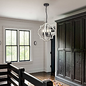 Fabulis Chandeliers with 4 Lights Dining Room Ceiling Light Fixture Over Table Black and White Ceiling Pendant Lights Kitchen Island for entryway Bedroom Farmhouse Living Room Hallway