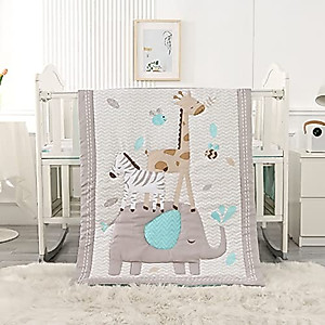Wowelife Crib Bedding Set Gray, Premium 3-Piece Baby Bedding Set Elephant, Nursery Bedding Set, Breathable and Soft for Baby Boy and Girl