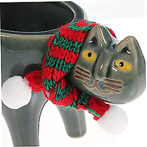 YARNOW with Other for Creative Porcelain Small Cactus Balcony Figures Garden Figurine Green Office Vase Collective Bonsai Planter Center Decorative Holder Shaped Kitten Supplies Cat Gift