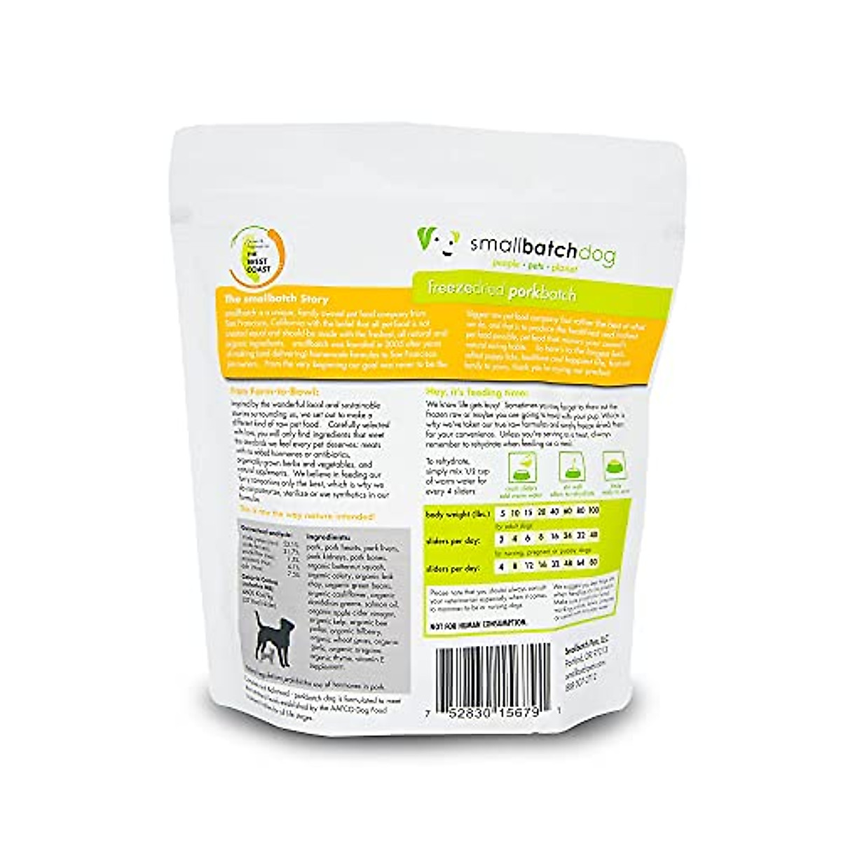 Smallbatch Pets Freeze-Dried Premium Raw Food Diet for Dogs, Pork Recipe, 14 oz, Made in The USA, Organic Produce, Humanely Raised Meat, Hydrate and Serve Patties, Single Source Protein, Healthy