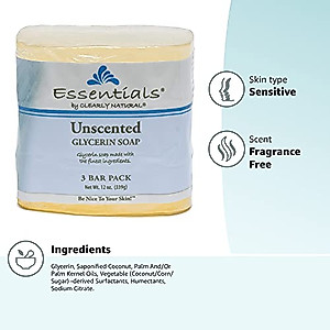 Clearly Natural Glycerine Bar Soap, Unscented, 3 Count, 4 oz each (876872362)