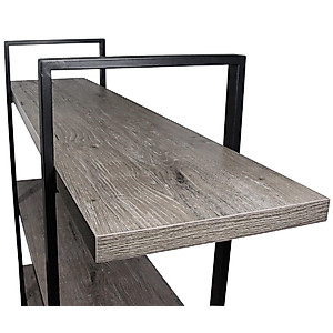 45MinST 5-Tier Vintage Industrial Style Bookcase/Metal and Wood Bookshelf Furniture for Collection, Gray Oak, 3/4/5 Tier (5-Tier)