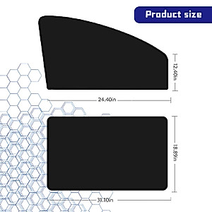 NGHEY 4 PCS Opaque Car Window Sunshade, Black Glue/Silver Titanium Cloth Full Blackout Sunshade, Heat Insulation and Sunscreen Window Curtain, Suitable for Most Models (Black)
