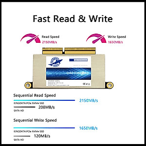 Dogfish 256GB SSD for MacBook NVMe PCIe Gen3x4 M.2, Internal Solid State Drive Upgrade for MacBook Pro A1708 (2016-2017)