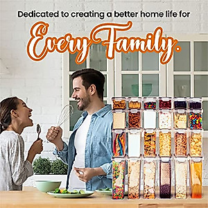 Cheer Collection Set of 14 Airtight Food Storage Containers, Pantry Organization and Storage Container Set, Kitchen Containers with Lids for Dry Foods, Flour and Sugar, Dry Erase Marker and Labels