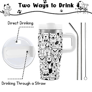 Funny Dog Gifts for Kids, Its Fine Dog Tumbler with Handle and Straw for Kids 14 oz, Black Dog Gifts for Toddlers, Birthday Gifts for Dog Lover Boys Girls, Everything Is Fine Dog Mug