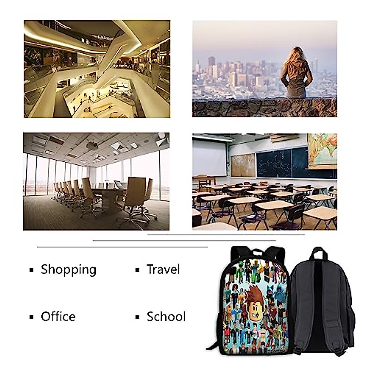 CNLAUKY Gamer Backpack 17 Inch, Anime Backpack Large Capacity Travel Backpacks Light Schoolbag for Boys Girls Camping Hiking (Blue)