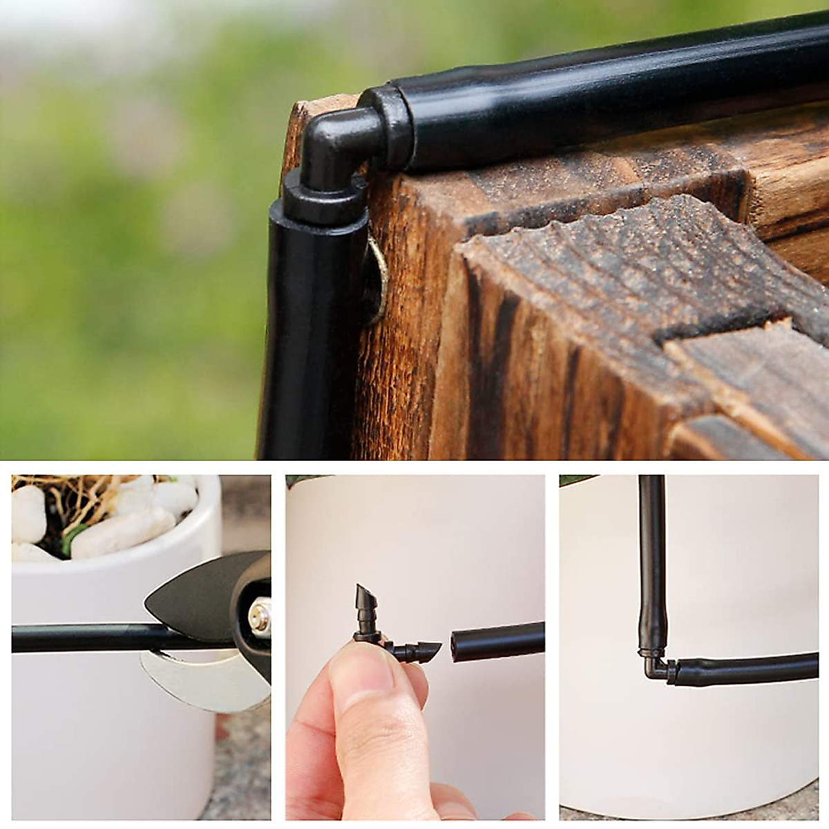 281 Pieces Irrigation Fittings Kit,Drip Irrigation Barbed Connectors for 1/4 Inch Garden Water Hose Connectors,100 Straight Barbs+40 Tees+60 Elbows+ 50 End Plug+ 30 4-Way Coupling+1Punch Tool