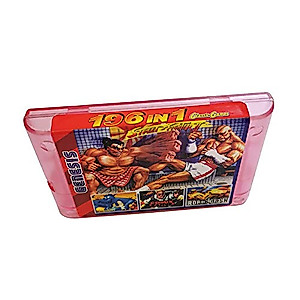 Super Games 196 in 1 for Sega Genesis - Mega Drive 16 Bit Multi Cartridge (Transparent Pink)