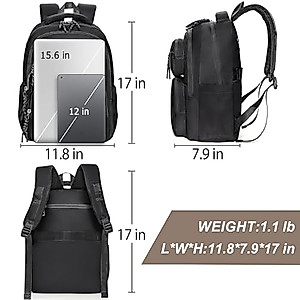 AUGUST 18 Casual Laptop Backpack - Nylon Water Resistant Daypack Backpacks with Breathable Shoulder Straps and Luggage Belt for Women Men Travel Work Commute, 25L(Black)