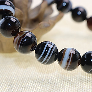 Jan&Dee Natural Semi-Precious Gemstone Healing Power Sardonyx Agate Crystal Bracelet 10mm