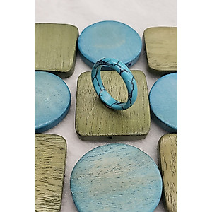 LTC Designs Genuine Turquoise-colored Howlite Gemstone Banded Ring, Ring Size: 6