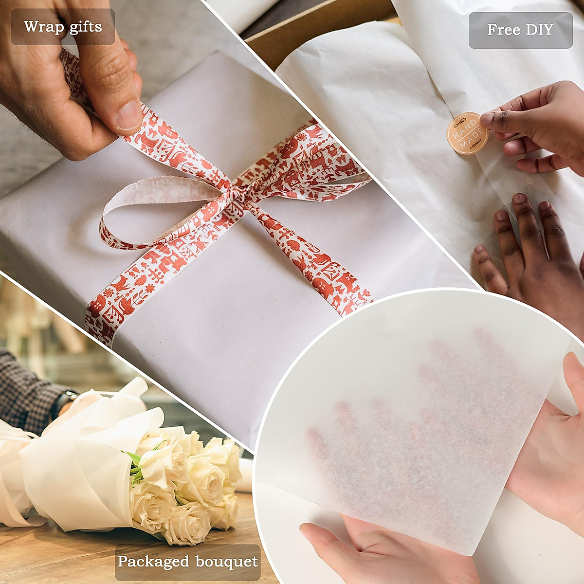 PINWATT 1000 Sheets 20"X30" White Tissue Paper Bulk for Gift Bags Wrapping Paper, Birthday Weddings Showers Christmas Gift Packaging Arts Craft Party Favor Decoration