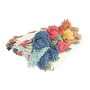 Creative Co-Op 60" L x 50" W Woven Cotton Tufted Dots & Tassels Throw, Multicolor