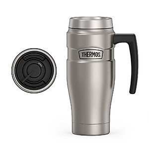 THERMOS Stainless King Vacuum-Insulated Travel Mug, 16 Ounce, Matte Steel