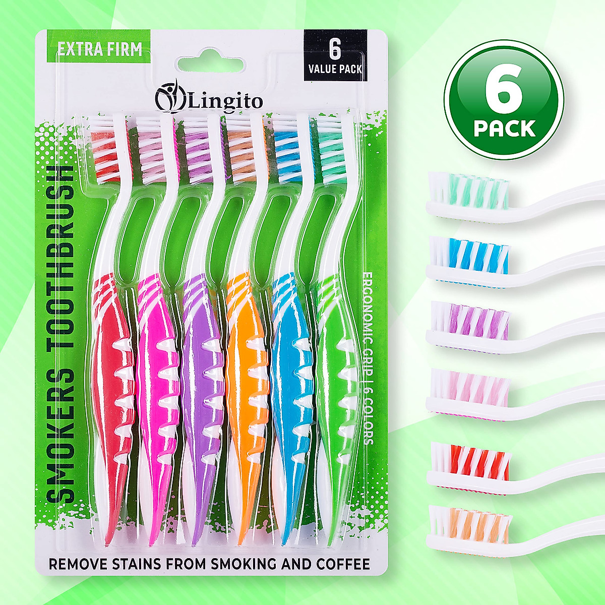 Extra Firm Toothbrush, Hard Bristle Toothbrush Set for Adults or Smokers Travel Toothbrush Kit, Hard Multicolor Denture Brush, Large Head, Manual Travel Toothbrush Hard Bristles