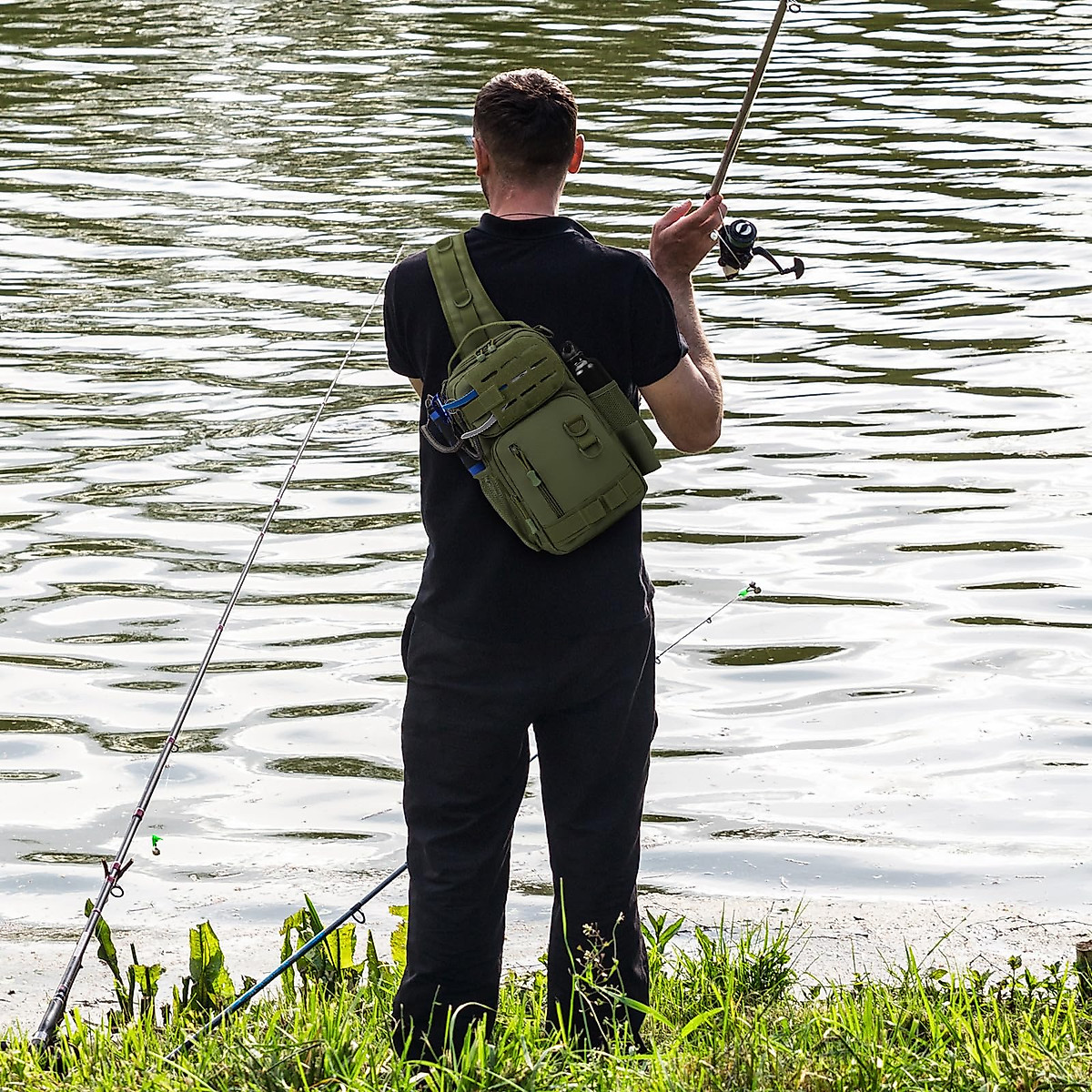 CamGo Small Tactical Chest Sling Bag One Strap Crossbody Daypack Shoulder Backpack for Sport Daily