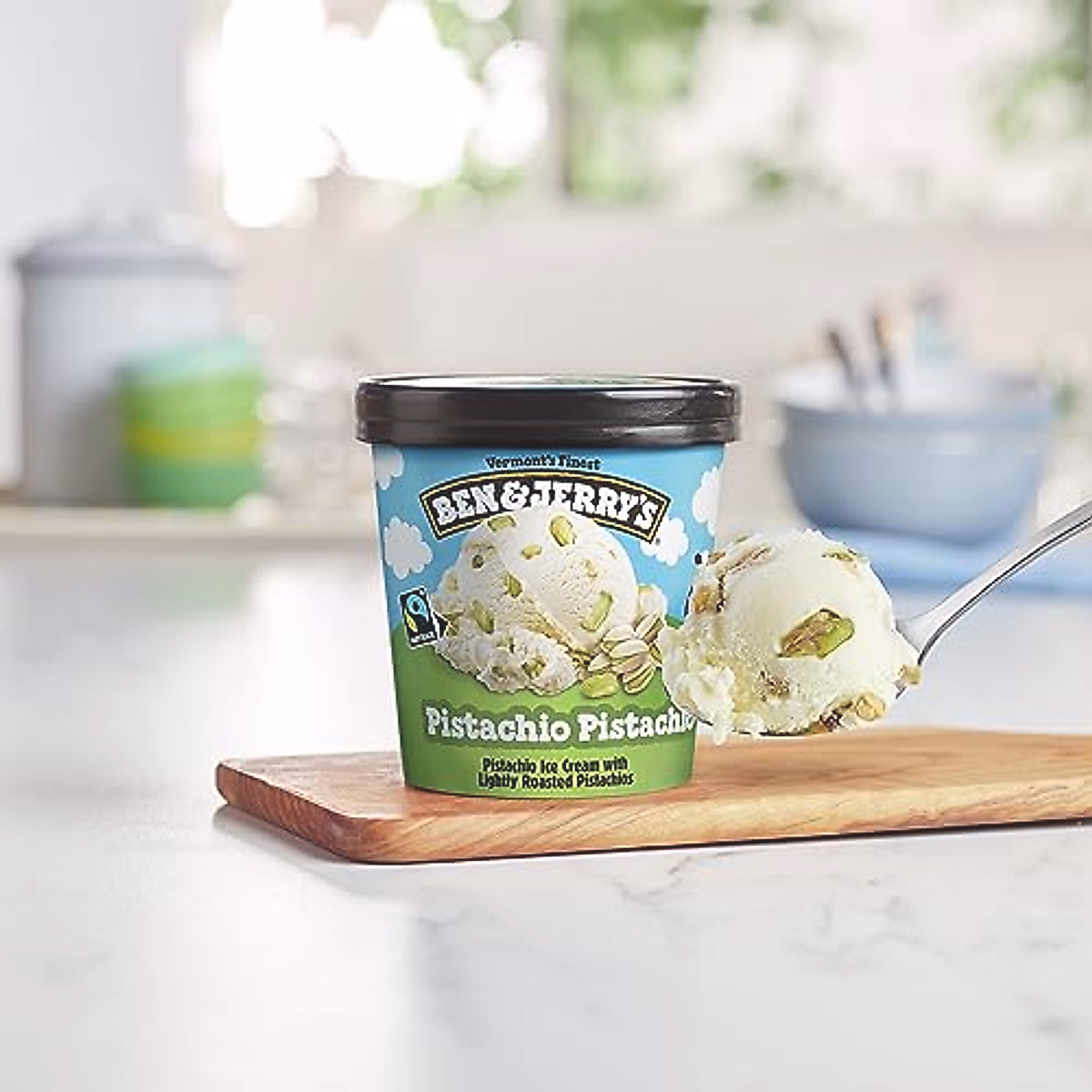 Ben & Jerry's Pistachio Pistachio Ice Cream Pint Non-GMO 16 oz