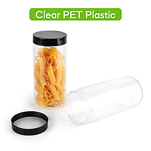 Keketin Plastic Jars with Lids 16 oz,16 Pack Clear Plastic Food Jars Empty Kitchen Storage Canisters,Refillable PET Slime Containers Ideal for DIY Crafts,Cosmetic Storage