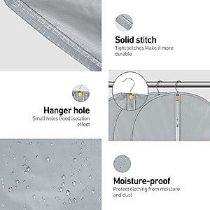 Shenehsmp 10 Pack Dress Bags for Gowns Long, 65'' Garment Bags for Hanging Clothes, Dress Garment Bag, Clear Foldable Long Dress Bag for Closet Storage and Travel, Gray