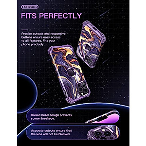 LONTECT iPhone 13 Pro Max Case - 6.7" Marble Shockproof Heavy Duty Cover for Girls & Women, Dark Purple