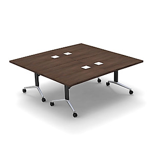12 Person Conference Tables Meeting Seminar Fold Up Model 6732 2pc Color Java X-Thick Tops, Luxury Chrome Base & Casters, Ready to Use. (Tables, Power Bars Included, Seating NOT Included)