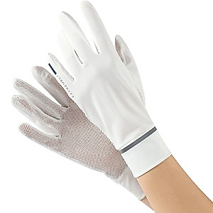 amokk Women Summer Gloves Sun Protection Wrist Length Driving Gloves for Women (White-A)