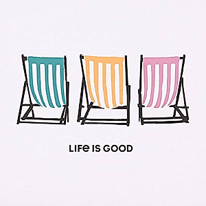 Life is Good. Womens Crusher Vee Beach Chair Stripe, Cloud White-M