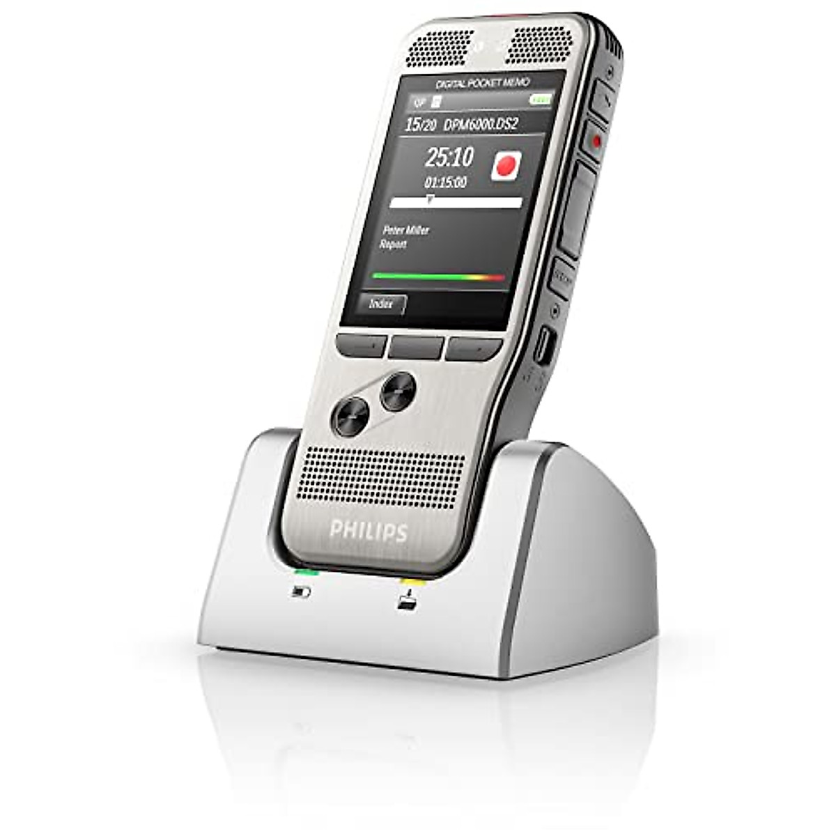 Pocket Memo 6000 Digital Recorder, Push Button, 2GB, Silver