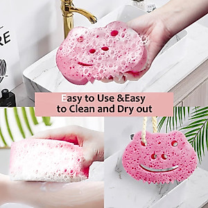 SmilePowo Double-Sided Bath Sponges, Personalized Frog Design, Soft&Gentle Cleaning Exfoliation, Loofah Body Scrubber Shower Body Sponges for Men,Women,Kids, 2 Packs Colorful as Gift for Family