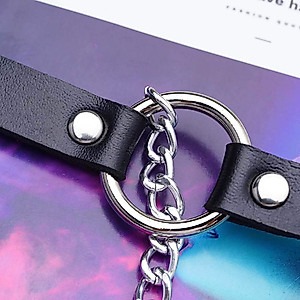 Reetan Punk Layered Chest Chains Silver Leather Body Chains Ring Rave Party Nightclub Body Jewelry Accessories for Women